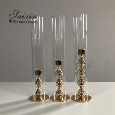 China Gold Metal Gourd Candlestick Holders 25CM 20CM 15CM for Wedding Decor and Event Centerpieces for sale
