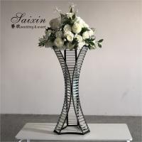 China ZT-538B Triangle Black Flower Stand with Crystal Prisms 90cm H for Wedding Centerpieces for sale