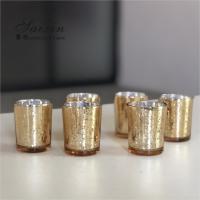 China 5.5cm x 6.5cm Glass Votive Candle Holders with Glitter Finish - Gold, Silver & Clear Colors for Wedding Events for sale