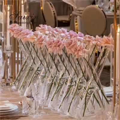 China Clear Glass Cylinder Vase Set 47cm x 22cm for Wedding Centerpieces - 3 Piece Floral Display Stand for sale