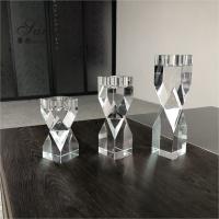 China Clear Crystal Brilliant Cut Tealight Candle Holders 3-Piece Set for Wedding Centerpieces for sale
