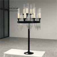 China Large Standing Black Metal and Crystal Candelabra 160cm for Wedding Decoration for sale