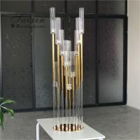 China Antique Metal Crystal Candelabra 158cm Tall 12 Pole Holder Wedding Centerpiece Gold Clear for sale