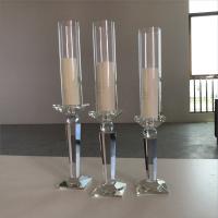 China Silver Black 3 Piece Candle Holder Set Centerpiece Crystal Candlestick 20cm for sale