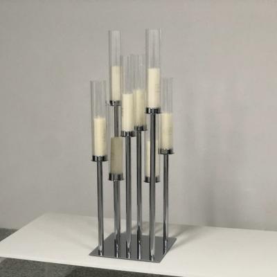 China Antique Silver 5 Arm Candelabra Candle Holder 90cm for Wedding Centerpiece for sale