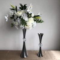China ZT-543 Metal Gold Silver Trumpet Flower Vase Set - 48cm & 70cm Wedding Centerpiece Decorations for sale