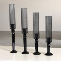 China Black Crystal Pillar Candle Holders Set of 4 Decorative Wedding Table Centerpiece 15-30cm for sale