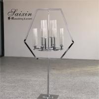 China Silver Hanging Metal Crystal Candelabra Hexagon Frame 12 Arms 160cm for sale