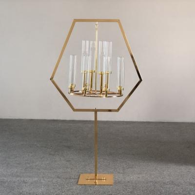 China Candlestick Metal And Crystal Candelabra Chandelier Rectangular Tall 160CM for sale