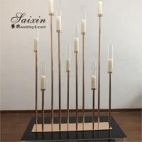 China 10 Arm Gold Candelabra Candle Holder Standing Chandelier 180cm H for Wedding Decor for sale