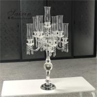 China 9-Arm Crystal Candelabra 110cm Height × 55cm Width Glass Candle Holder for Wedding & Home Decor for sale