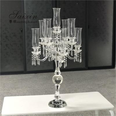 China 9-Arm Crystal Candelabra 110cm Height × 55cm Width Glass Candle Holder for Wedding & Home Decor for sale