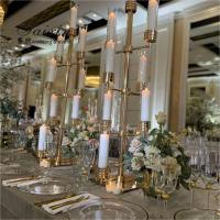 China Gold Metal Crystal Candelabra Party Electroplating Shiny Candle Stand 160cm for sale