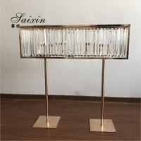 China 100cm x 100cm Rectangle Crystal Wedding Centerpiece with LED Lighting - Gold/Silver Metal Glass Decor for sale