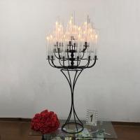 China 25 Arm Black Metal Candelabra Candle Holder Wedding Decoration 150cm for sale