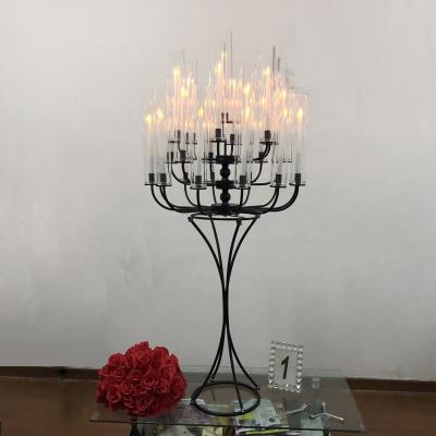 China 25 Arm Black Metal Candelabra Candle Holder Wedding Decoration 150cm for sale