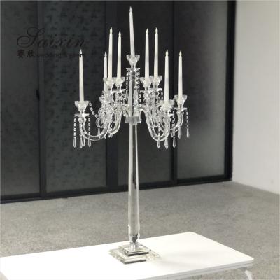 China 9-Arm Crystal Candle Holder 102cm Tall x 68cm Wide for Wedding Centerpiece and Home Decor for sale
