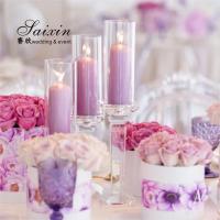 China Crystal Candle Stick Set 3 Piece Wedding Centerpiece Clear Glass 35cm 40cm 45cm for sale