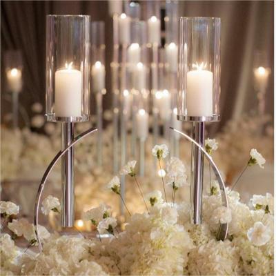 China Gold Metal Circle Votive Candle Holder 60cm Candelabra Centerpiece for Wedding Decor for sale