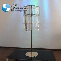 China 130cm Gold Metal Wedding Centerpiece Stand with Long Crystal Accents - 40cm Diameter Cylinder for sale
