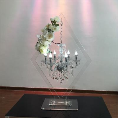 China ZT-407C Wedding Centerpiece 125cm x 80cm Clear Acrylic Stand with Crystal Lighting Chandeliers for sale