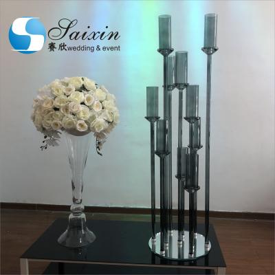 China ZT-471 Saixin Crystal Candlestick Wedding Centerpiece - 145cm Height × 40cm Width - Grey Color Customizable for sale