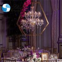 China Luxury Hexagon Gold Wrought Iron Standing Candelabra 160cm Tall Floor Candelabra for Wedding Event Decoration for sale