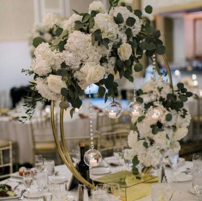 China ZT-464 Metal Double Circle Wedding Centerpiece 90cm Diameter Gold Silver White Black Custom Sizes Available for sale