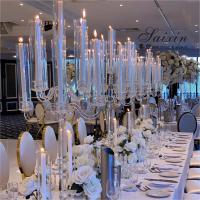 China 9 Arms Crystal Glass Candelabra Chandelier 125cm Height 50cm Width Wedding Centerpiece for sale