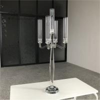 China ZT-271 5-Arm Crystal Wedding Candelabra 120cm Height with Flower Plate - Clear Glass Centerpiece for Events for sale