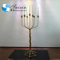 China Gold Plated 7 Arms Metal Candelabra 138CM for Wedding Fireplace Decoration for sale