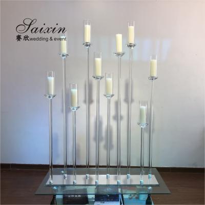 China ZT-323H 1m Long Base Crystal Candelabra Wedding Centerpiece - 145cm Height Clear Glass Event Decoration for sale