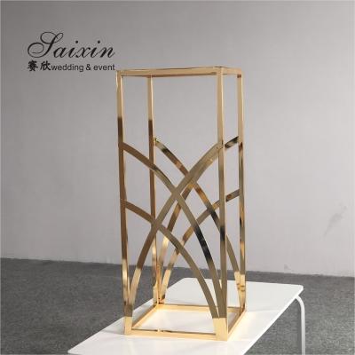 China ZT-429G Shiny Gold Metal Flower Stand 100cm H x 40cm W for Wedding Aisle Floor Decoration for sale