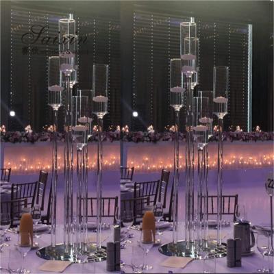 China Crystal Glass 5-Arm Floating Candle Holder - 132cm Tall Wedding Centerpiece for Events and Home Decor for sale
