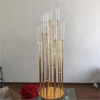 China 20 Holder Gold Modern Crystal Candlesticks Large Wedding Event Table Decoration for sale