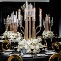 China ZT-586 17-Arm Wedding Candelabra Centerpiece - 165cm Height Metal Candle Holder in Gold/Silver/White/Black for sale