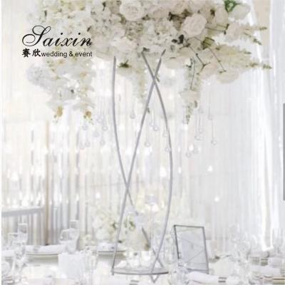 China White Metal Flower Stand 100cm Wedding Centerpiece Decorative Metal Stand for Events for sale