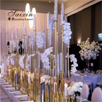 China Tall Gold Candle Holder Centerpieces for Weddings - 178cm/150cm/120cm Heights, 9.8kg Metal Glass Decor for sale