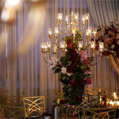 China ZT-322 27-Arm Metal Candelabra 158cm Tall Wedding Centerpiece in Silver/Gold/Black for sale