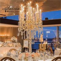 China 13 Arms Gold Metal Candelabra Wedding Centerpiece 130cm H 68cm W for sale