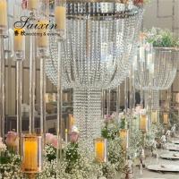 China Saixin Large Crystal Centerpiece Flower Stand 150cm Wedding Decoration Clear Silver for sale