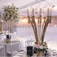China ZT-396 Crystal Metal Candle Stand 130cm Tall Wedding Centerpiece Gold Silver for sale
