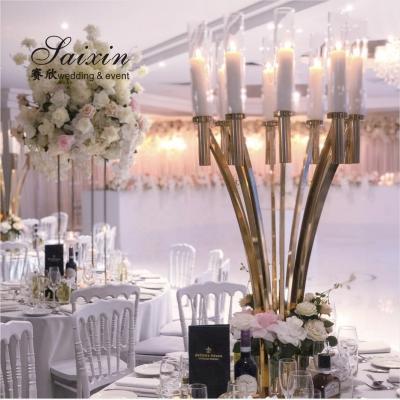 China ZT-396 Crystal Metal Candle Stand 130cm Tall Wedding Centerpiece Gold Silver for sale