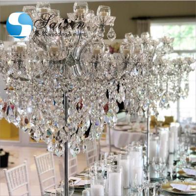 China Crystal Candle Chandelier Wedding Table Decoration 130cm H 80cm W Clear Silver for sale