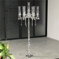China Tall Floor Standing Crystal Candelabra 175cm Clear Glass Wedding Decoration for sale