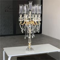 China ZT-314 Saixin Gorgeous Tall Wedding 7 Arms Beaded Crystal Candelabra 110cm Gold Silver Clear for sale