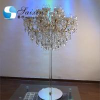 China 18 Arms Gold Crystal Candelabra 135cm Tall Wedding Centerpiece Decoration ZT-325L for sale