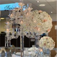 China Crystal 17 Arm Candelabra 110 cm Tall Wedding Decor Votive Candle Holder Gold Silver for sale