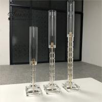 China Square Crystal Column Candle Holder 57cm 71cm 81cm Wedding Home Decoration Flower Stand Gold Silver Black for sale