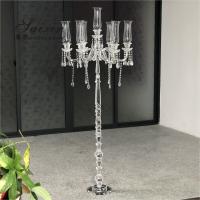 China Clear Crystal Floor Standing Candelabra 175cm Tall Wedding Decoration for sale